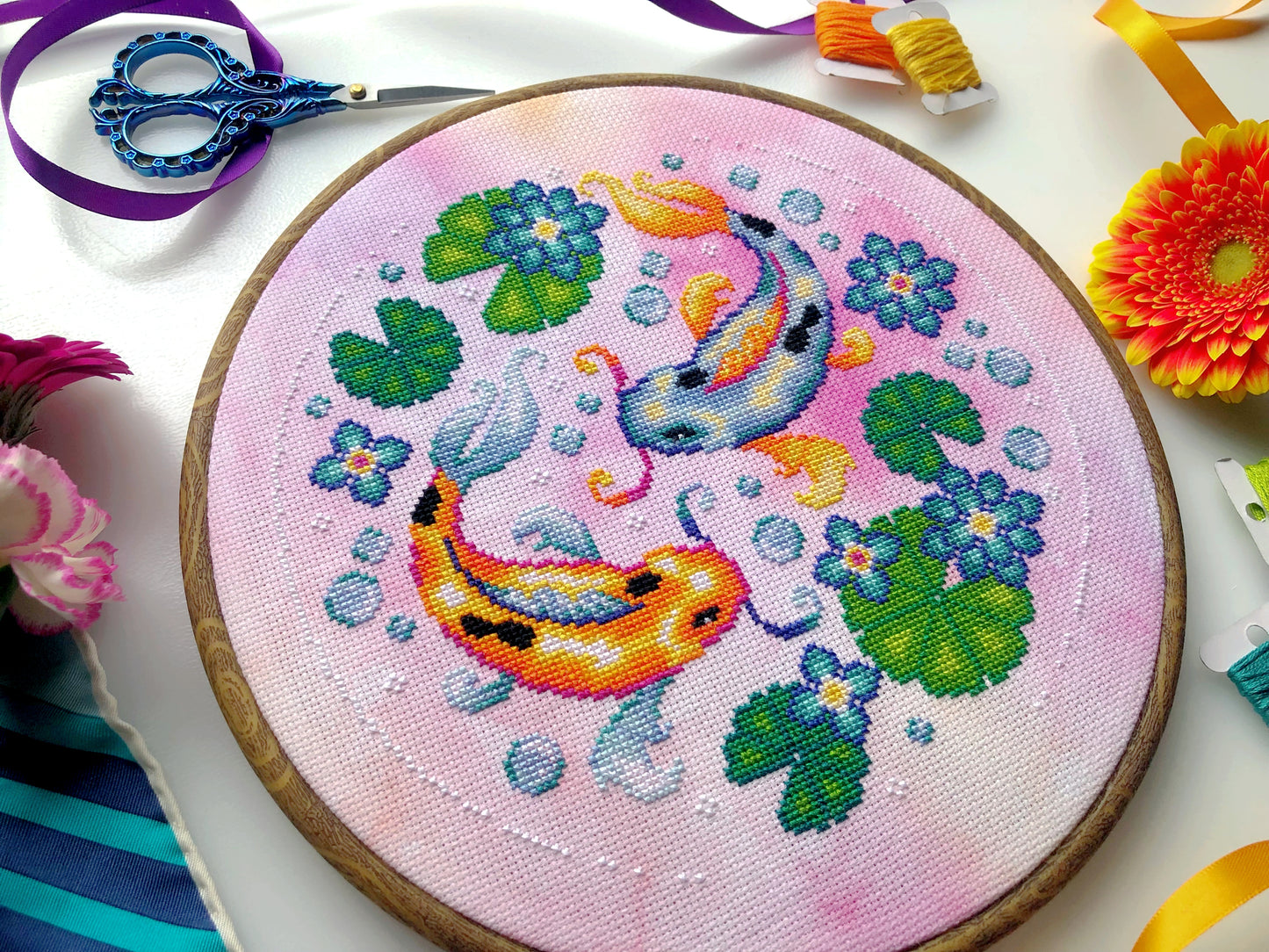Koi Fish Cross Stitch Pattern - NeedleLot Designs